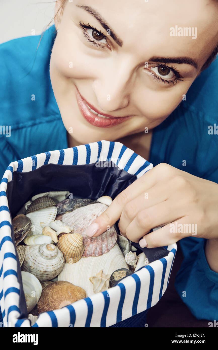 Female shell collector hi-res stock photography and images - Alamy