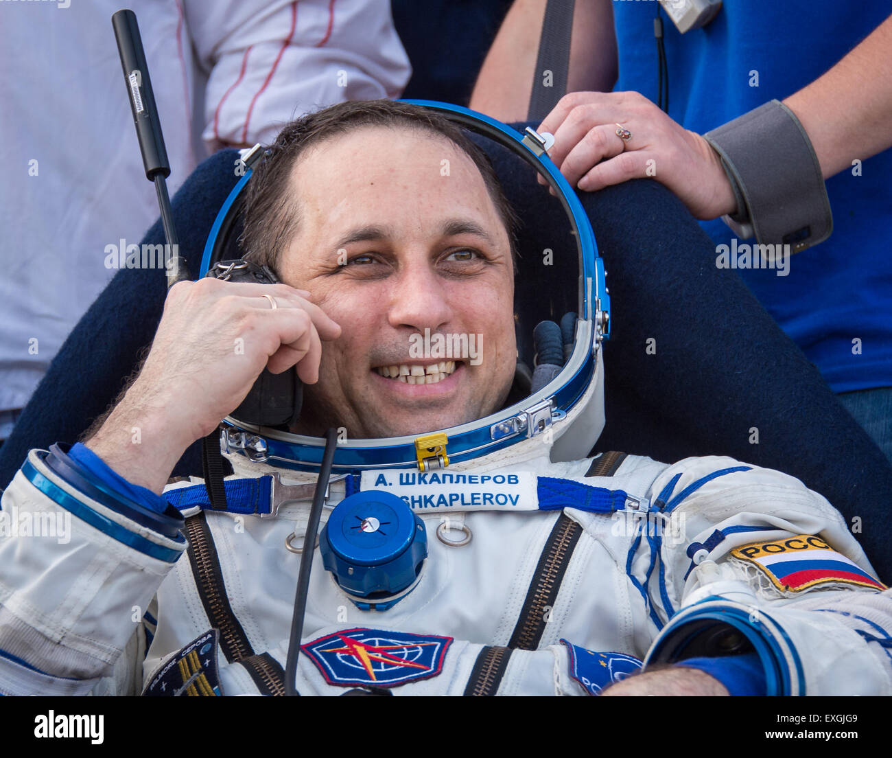 Cosmonaut Anton Shkaplerov, NASA astronaut Terry Virts, and ESA ...