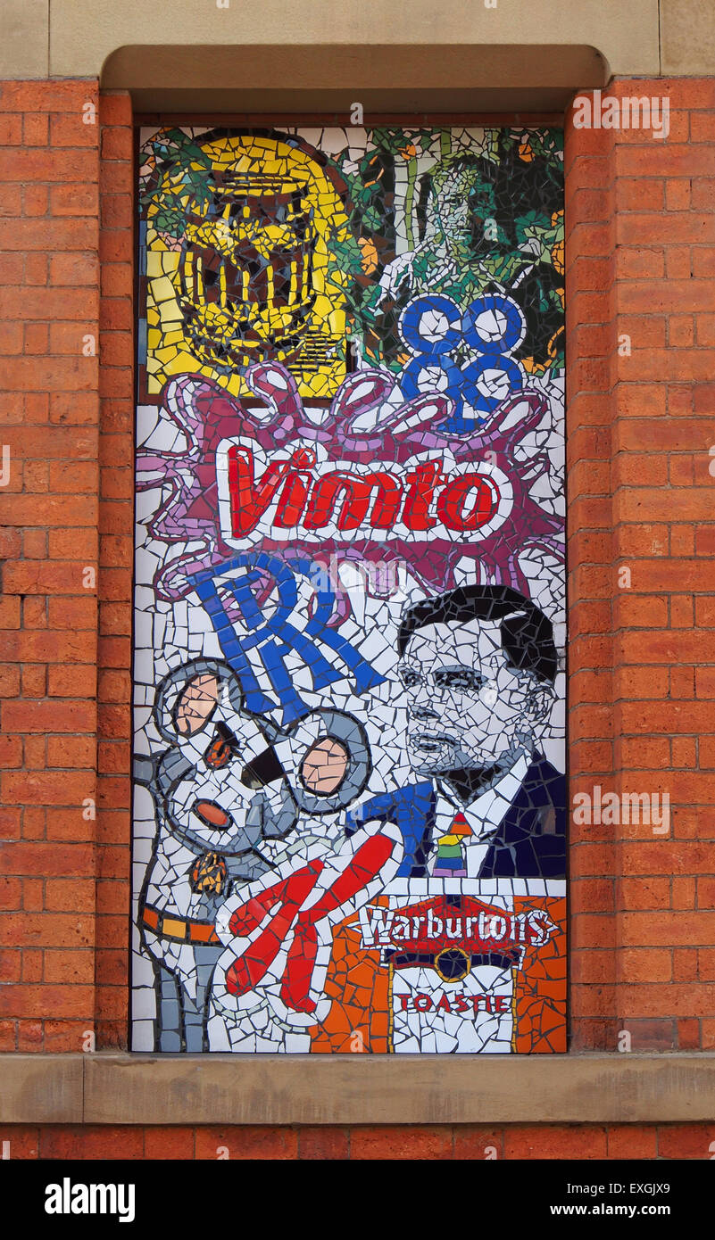One of 7 mosaics by local artist Mark Kennedy which are on the side of ...