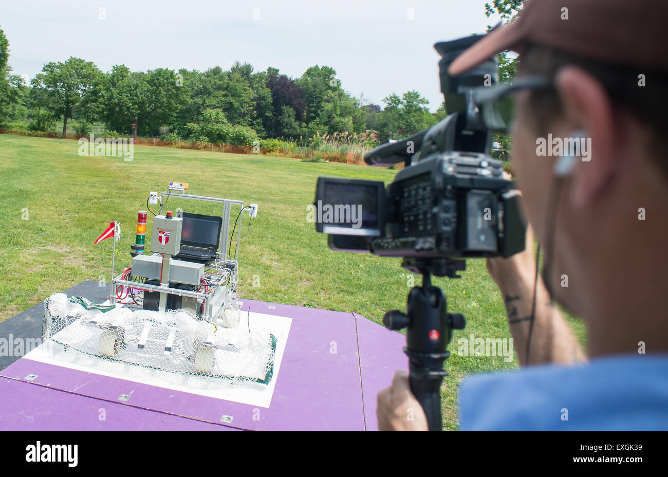 The RPI Rock Raiders team robot is seen on the starting platform during ...
