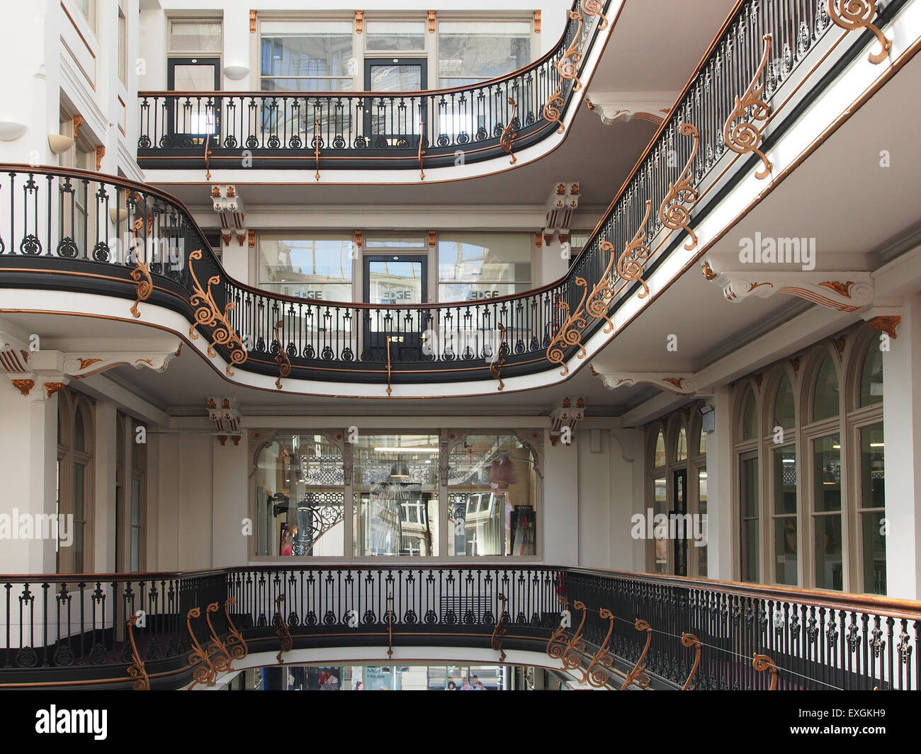 Interior of Barton Arcade a victorian shopping centre with offices ...
