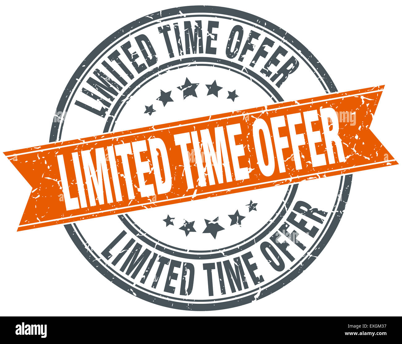 limited time offer round orange grungy vintage isolated stamp Stock ...