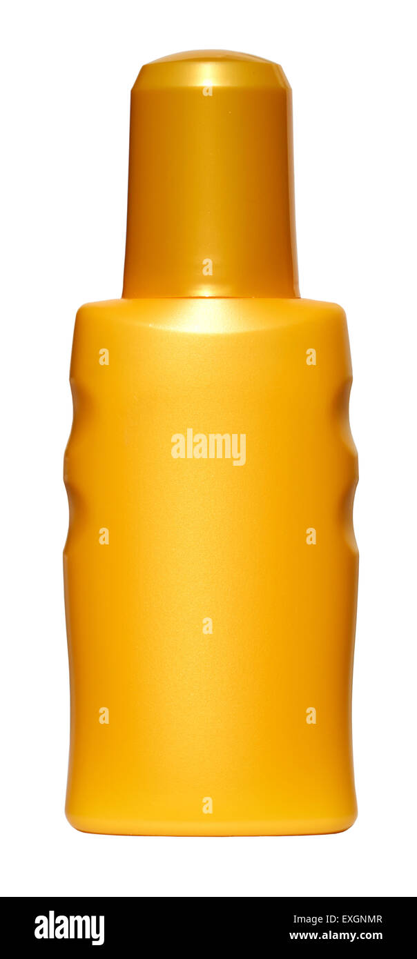 Orange Bottle with suntan lotion isolated on white background Stock ...