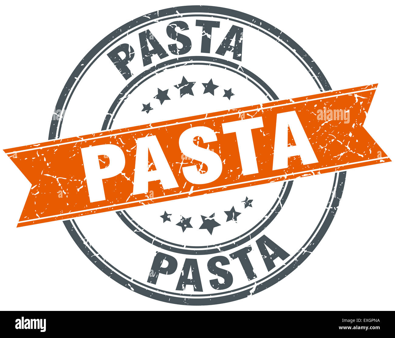 pasta round orange grungy vintage isolated stamp Stock Photo - Alamy