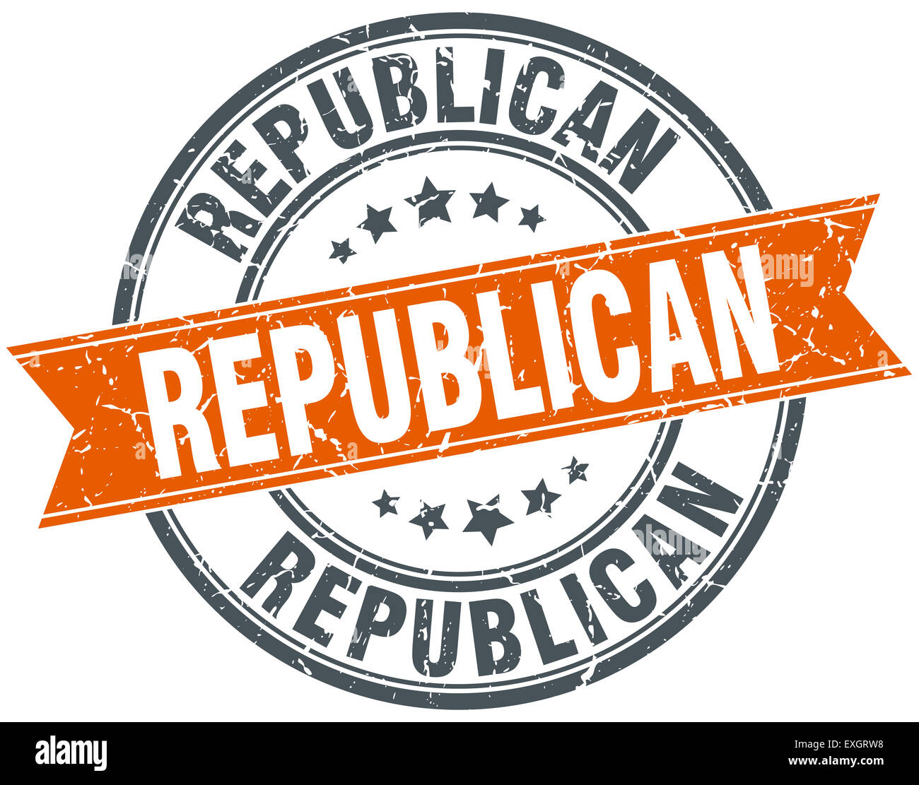 republican round orange grungy vintage isolated stamp Stock Photo - Alamy