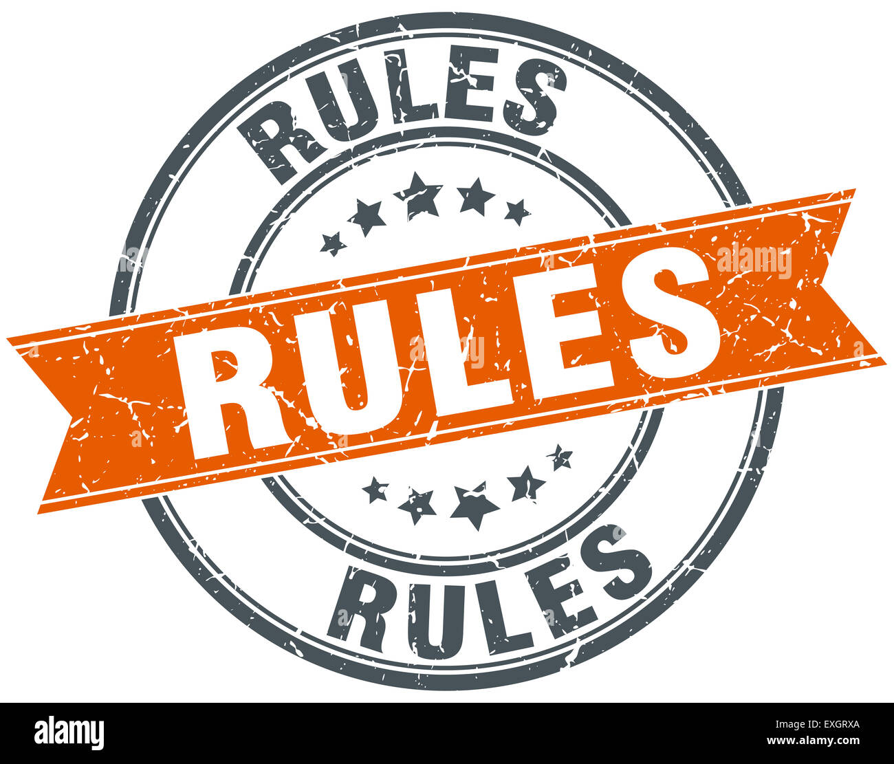 rules round orange grungy vintage isolated stamp Stock Photo - Alamy