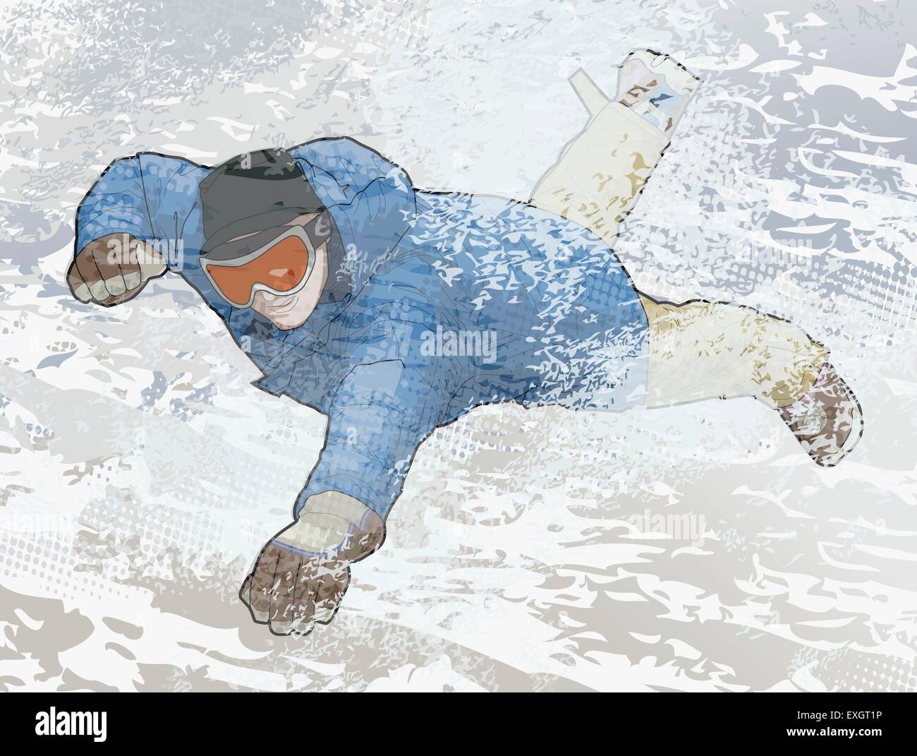 Digital illustration of man escaping from avalanche Stock Photo - Alamy