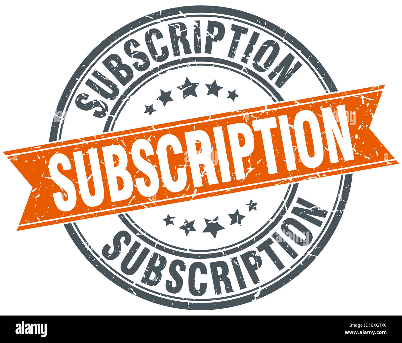 subscription round orange grungy vintage isolated stamp Stock Photo - Alamy