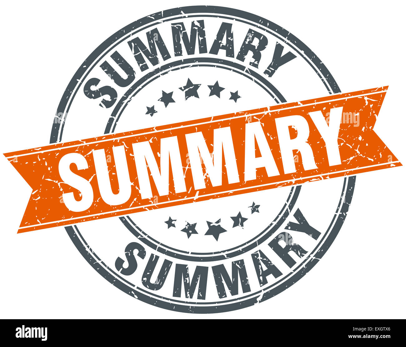 Summary stamp round ribbon hi-res stock photography and images - Alamy
