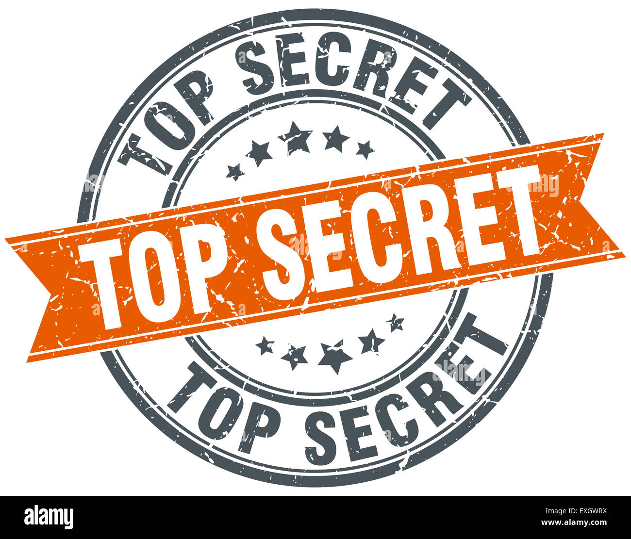 top secret round orange grungy vintage isolated stamp Stock Photo - Alamy
