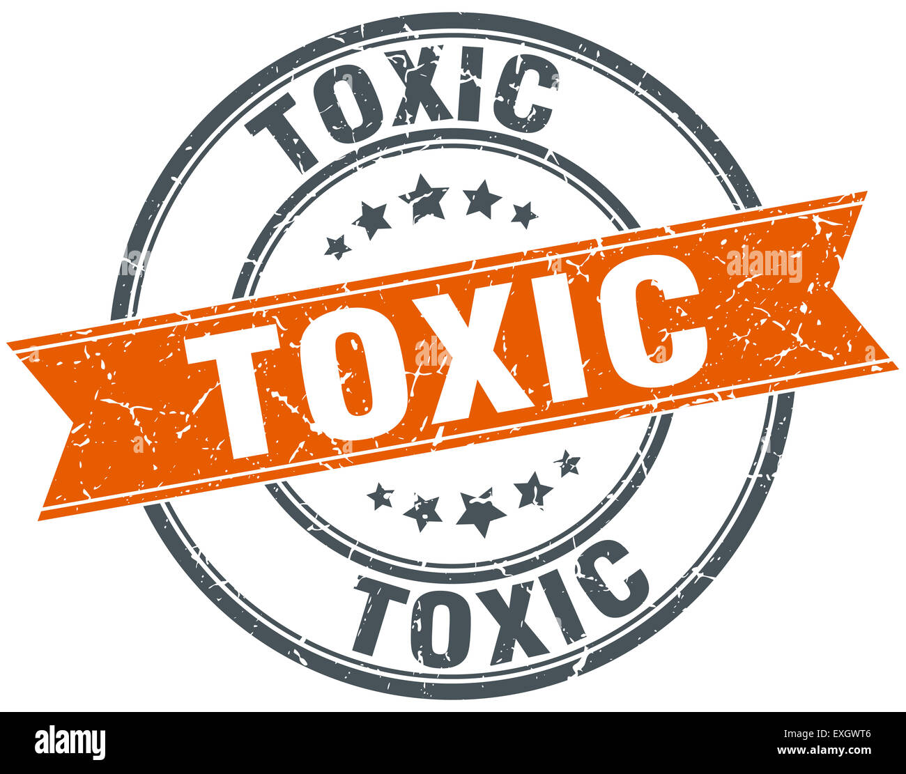 toxic round orange grungy vintage isolated stamp Stock Photo - Alamy