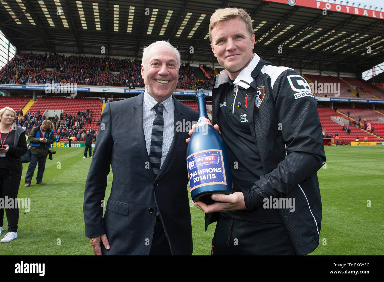 AFC Bournemouth manager Eddie Howe and Chairman Jeff Mostyn with the ...