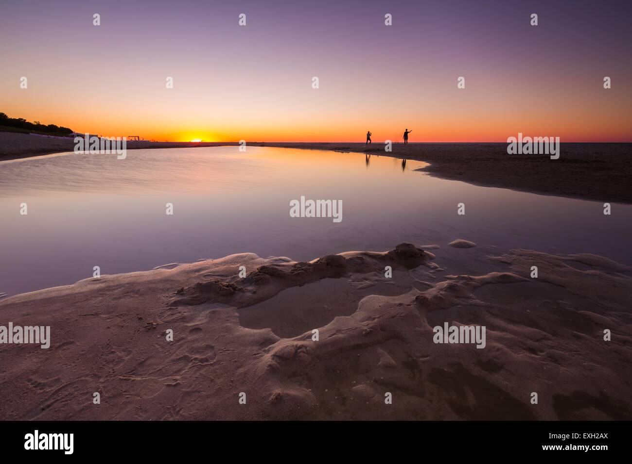 Beautiful sunset over Baltic sea. Summer landscape of polish sea beach ...