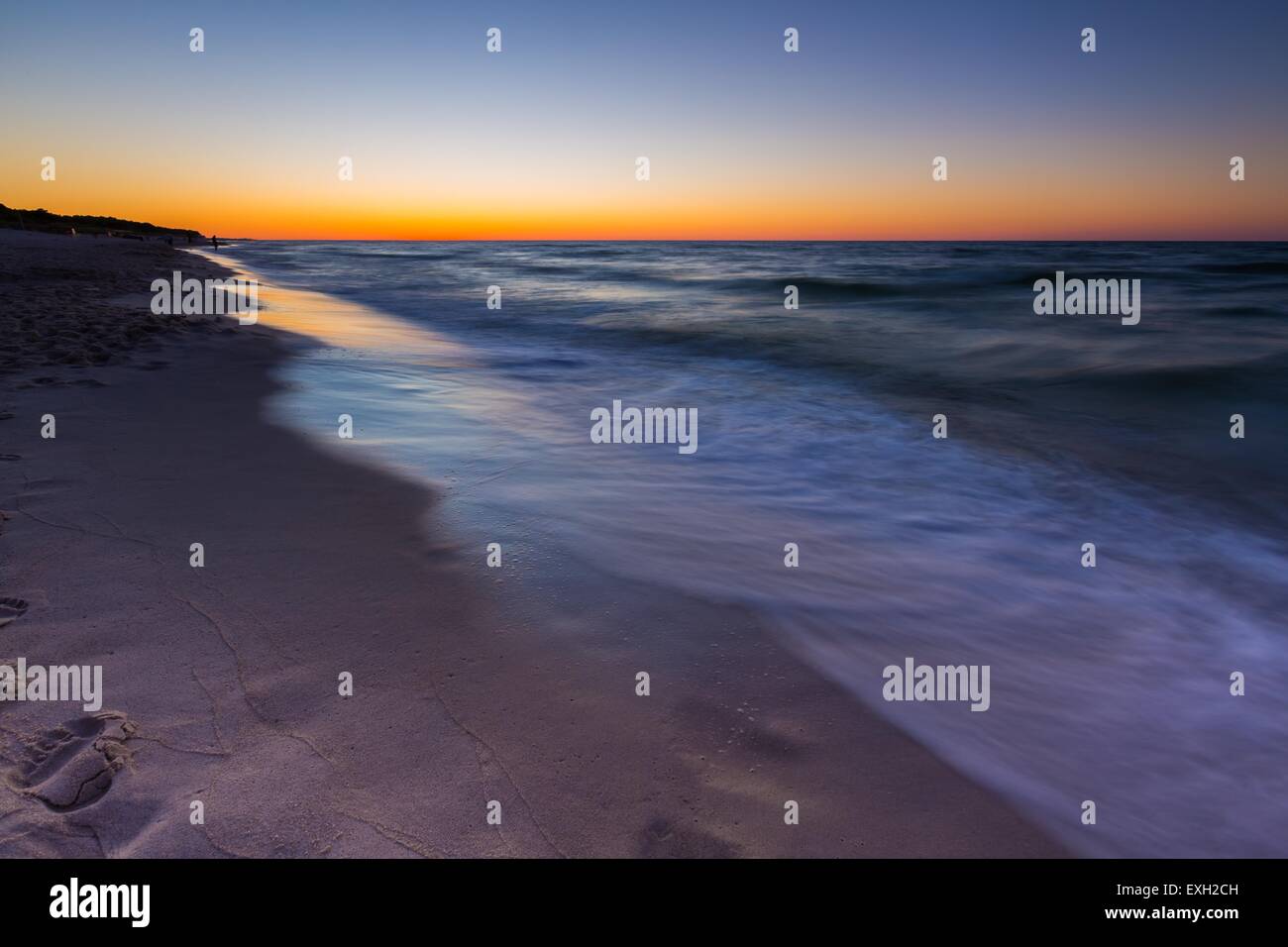 Beautiful sunset over Baltic sea. Summer landscape of polish sea beach ...