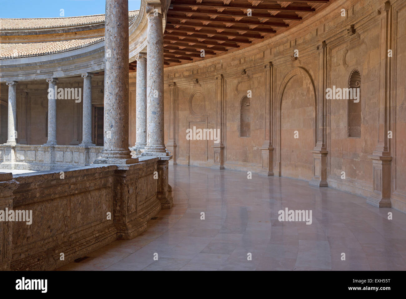 GRANADA, SPAIN - MAY 30, 2015: The columns and external crridor of ...