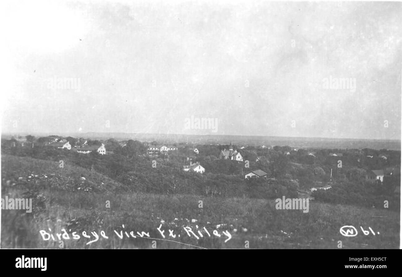 A bird’s-eye view of Fort Riley, capturing a wide-angle perspective of ...