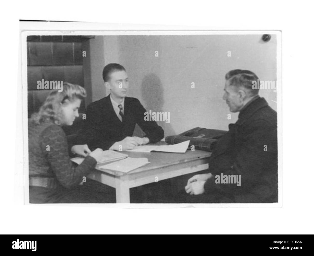 The image shows Mennonite refugees at Buchholz Camp during World War II ...