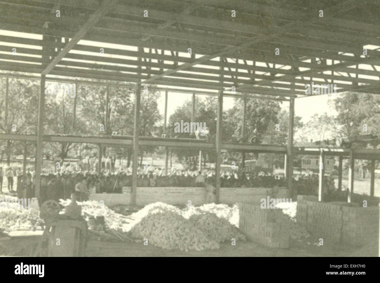 This image shows the unfinished chapel space within the gymnasium at ...