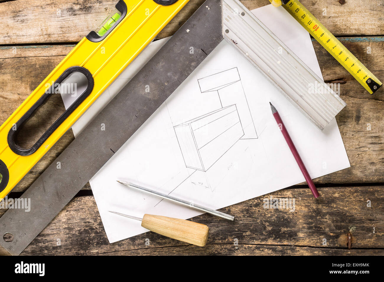 Building and project tools background. Constructor equipment with ...