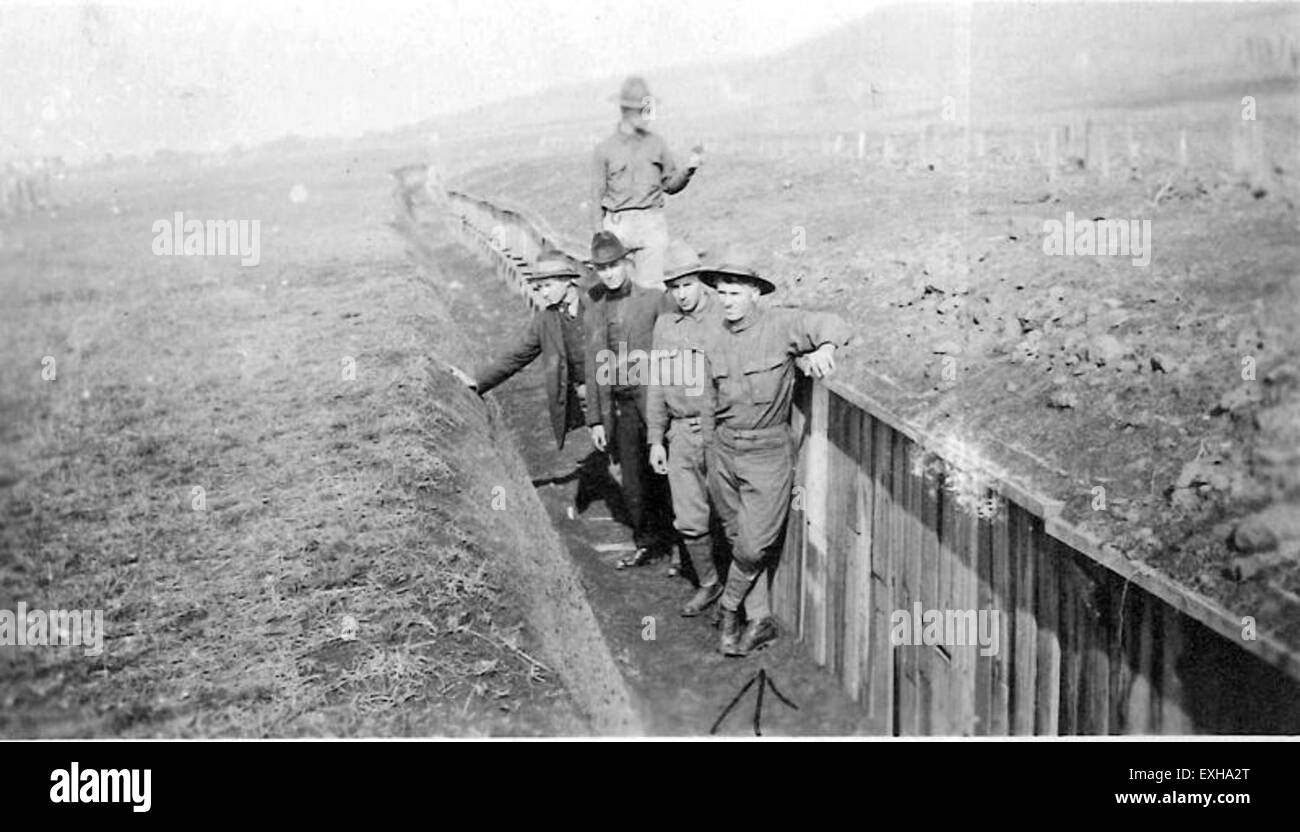 Conscientious objectors (COs) investigating a trench, likely as part of ...
