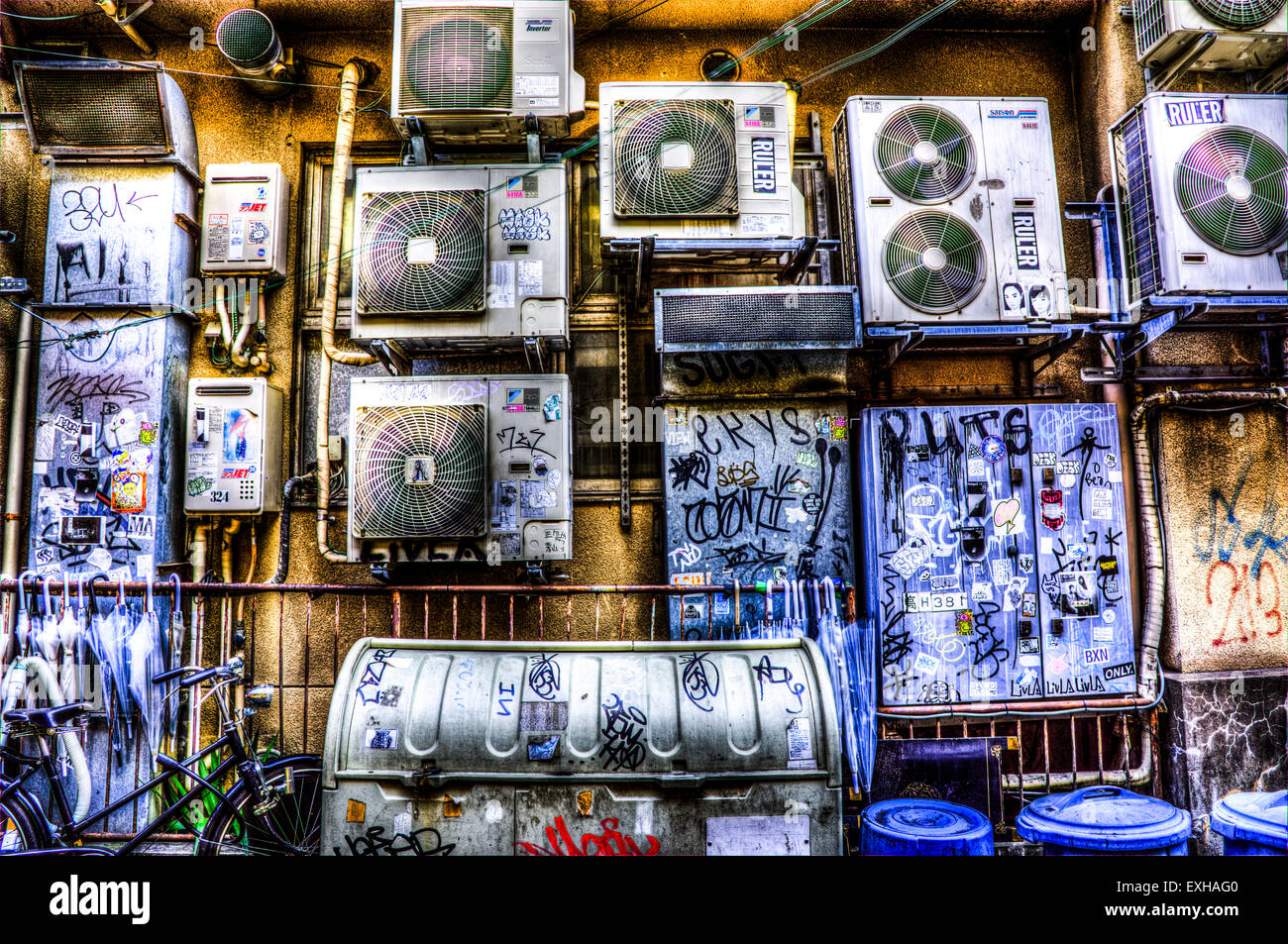 Outdoor unit for air conditioner, around Koenji Station,Suginami-Ku ...
