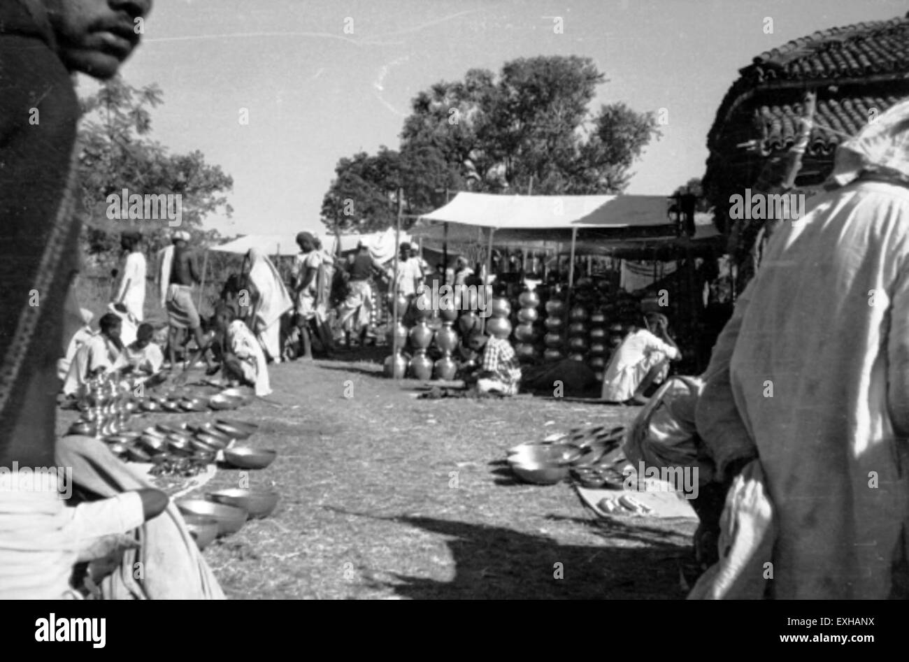 Displays of brass cooking ware, India, 1952 1 Stock Photo - Alamy