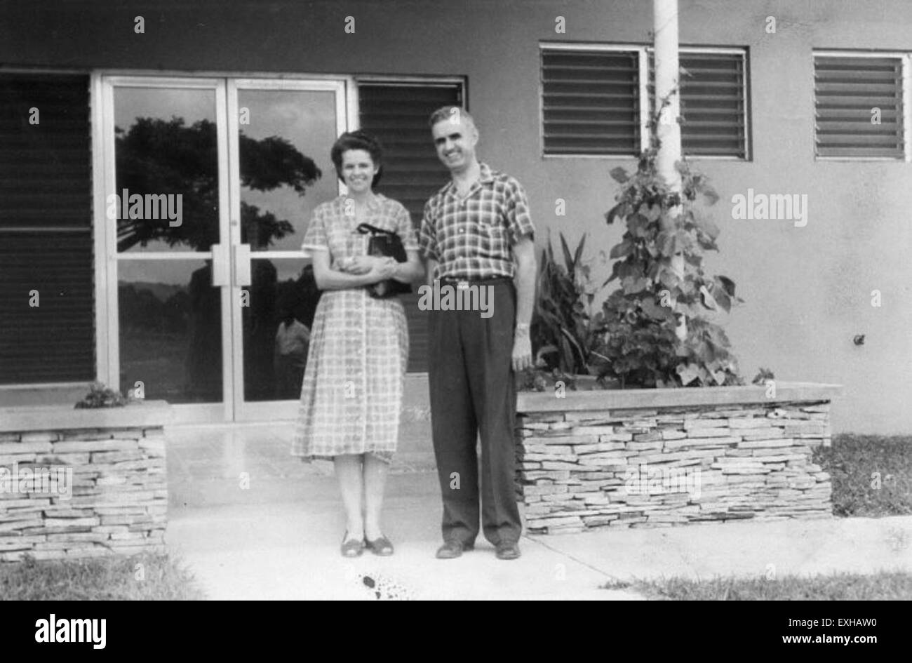 Dr. and Mrs. Earl Stover are pictured in an undated photograph, likely ...