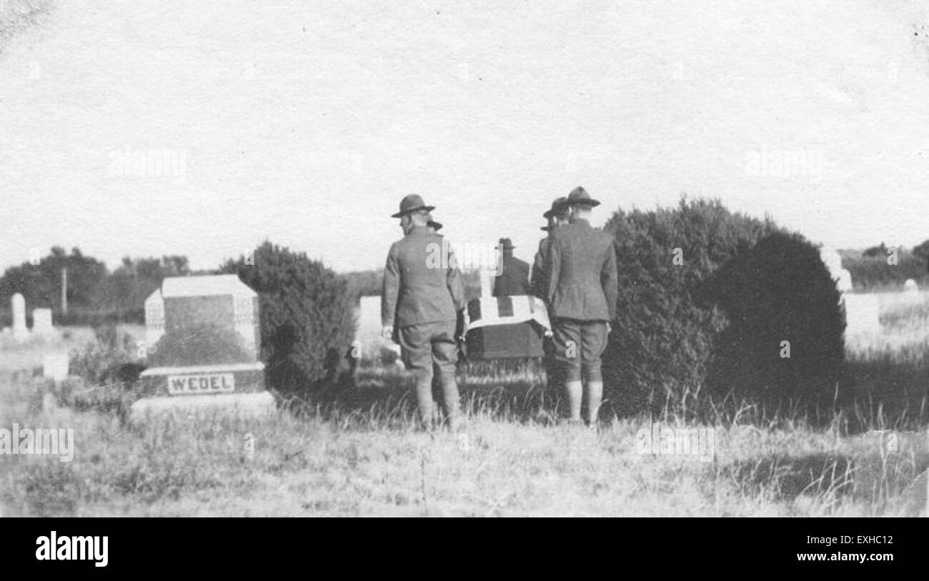 This photograph captures the funeral of Omer Schowalter, a Mennonite ...