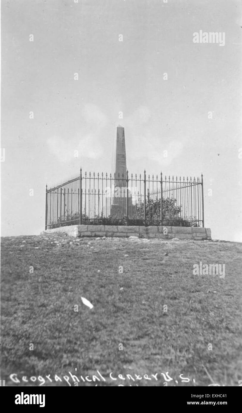 The marker for the geographical center of the United States, a ...