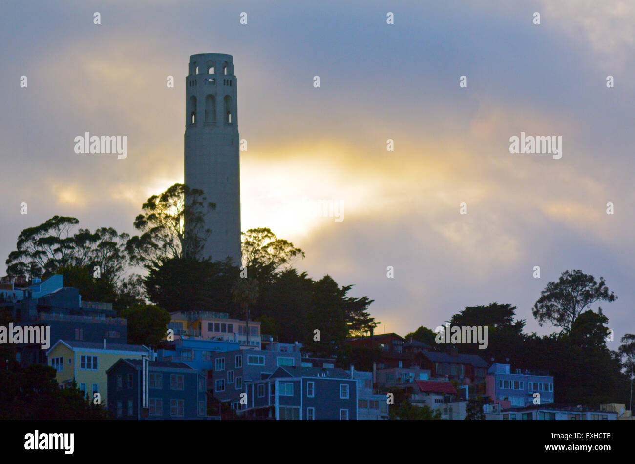 San Francisco Coit Tower Sunset High Resolution Stock Photography and ...