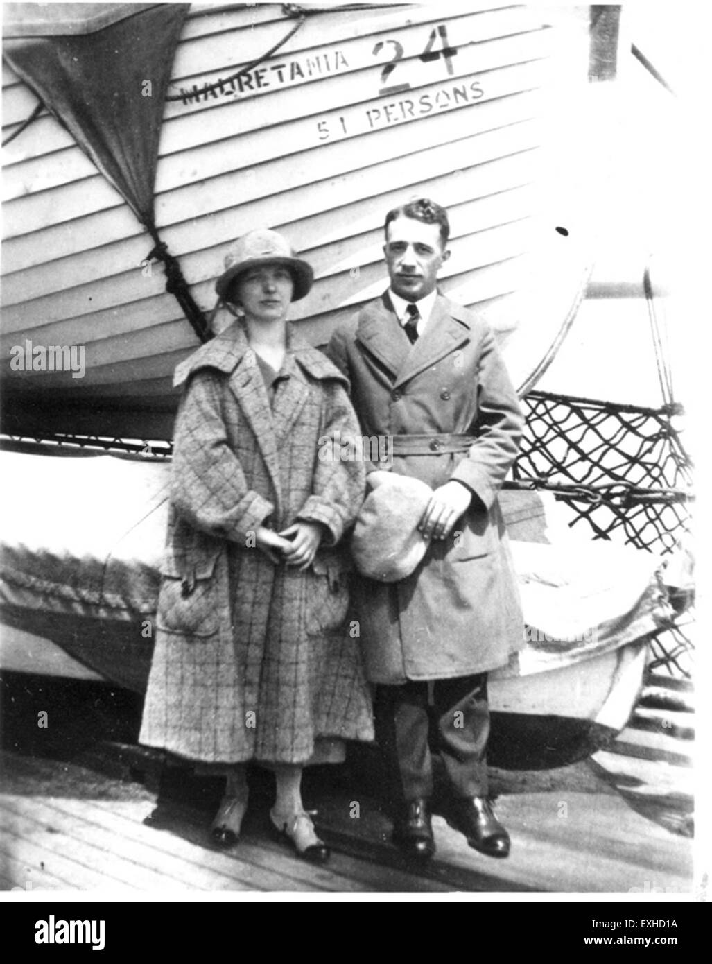 H S and Elizabeth Bender on ship en route Europe Stock Photo - Alamy