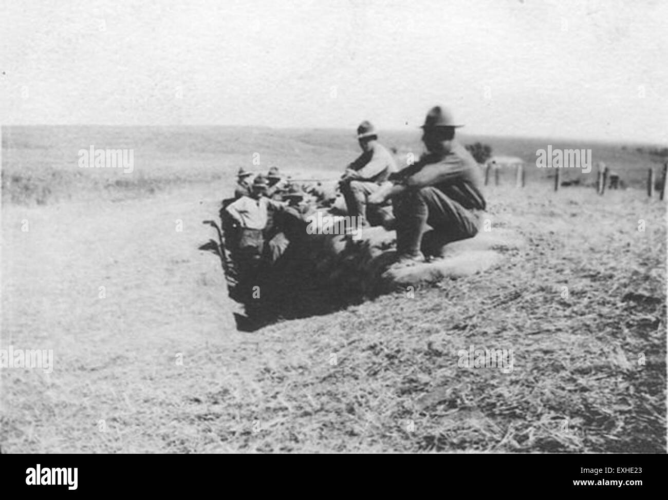 An image from the trenches during World War I, showing soldiers after a ...