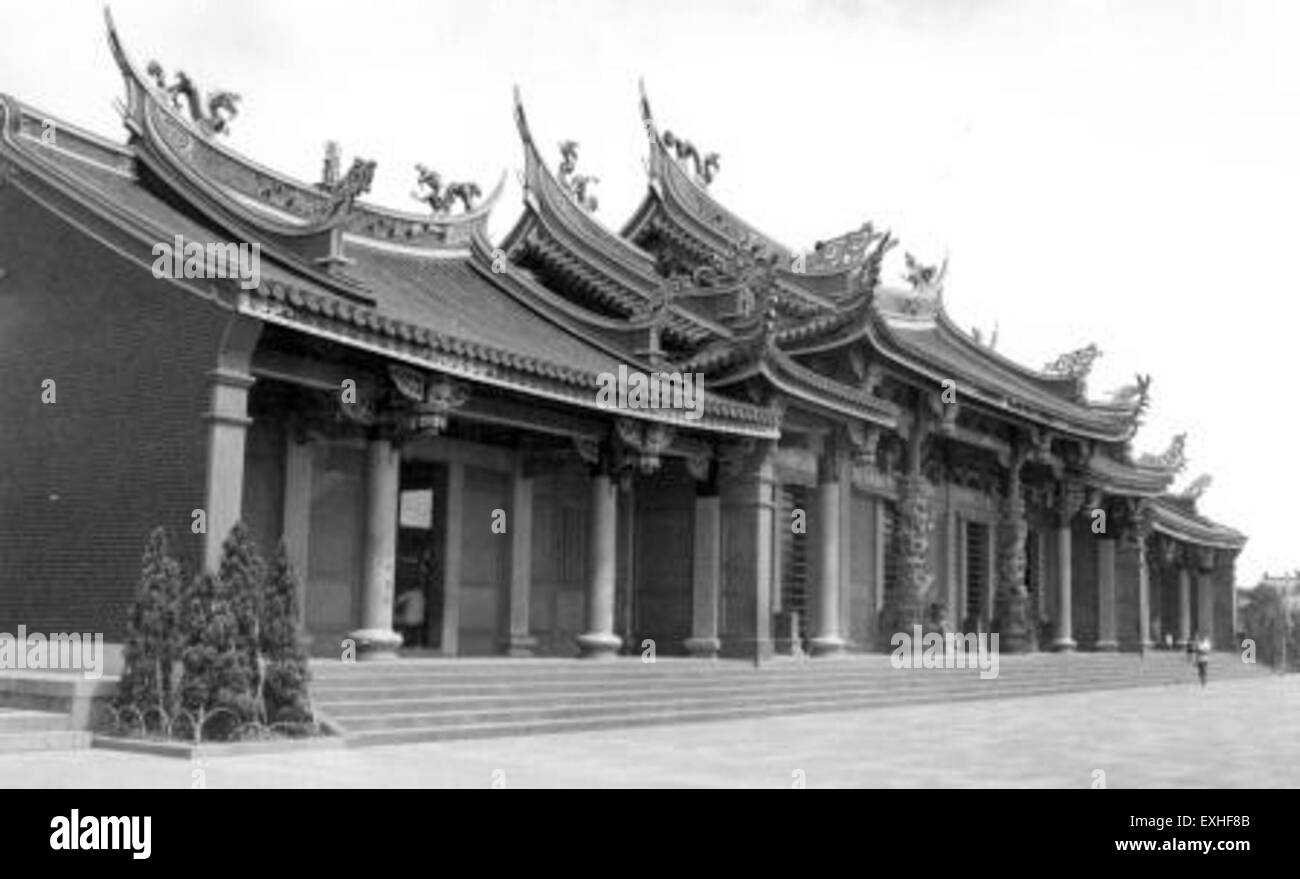 A large Buddhist temple in Taipei, China, photographed in 1973. This ...