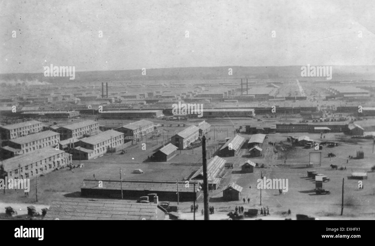 Aerial view of Camp Funston, a U.S. military base during World War I ...
