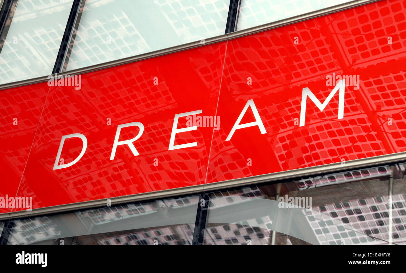 Dream red sign outside a store Stock Photo - Alamy