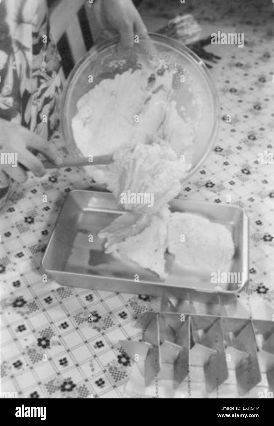 This image depicts the process of making ice cream in Goshen, Indiana ...