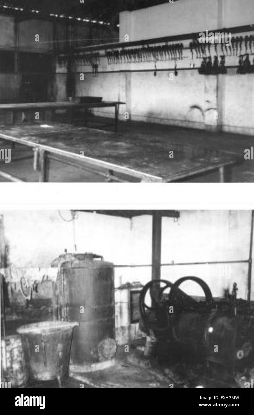 Industrial meat processing facility Black and White Stock Photos ...