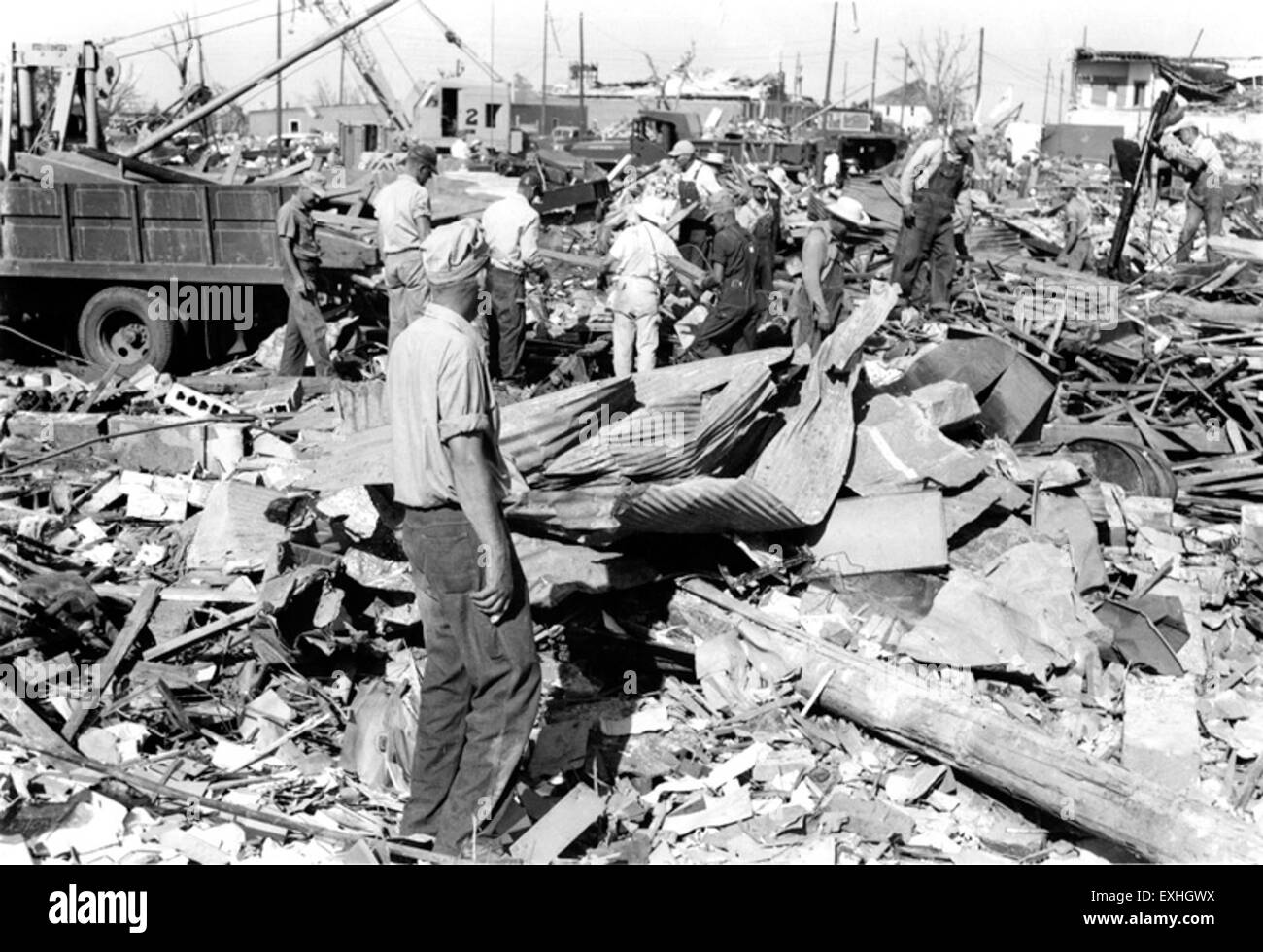 Disaster recovery efforts Black and White Stock Photos & Images - Alamy