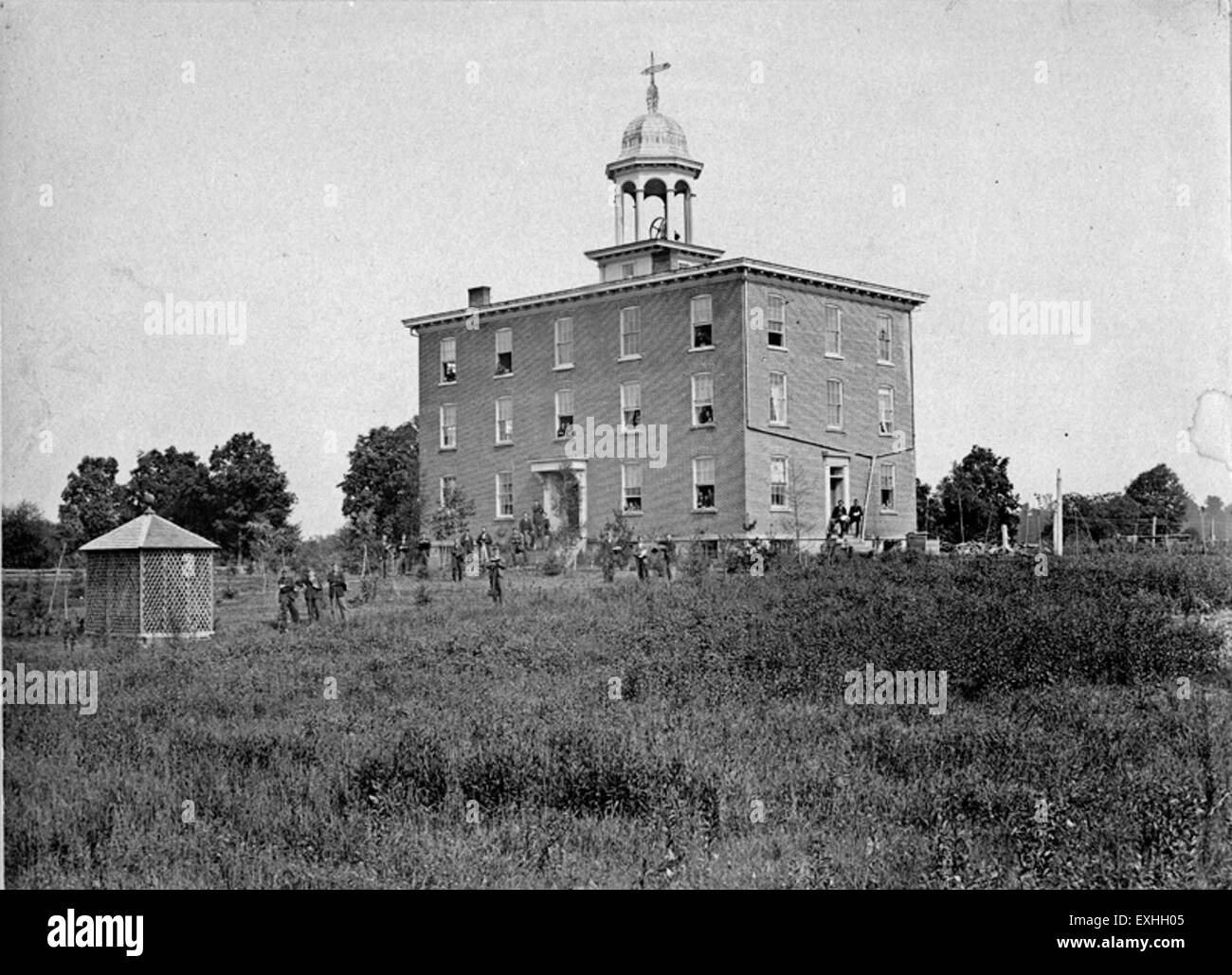 This historic photograph shows a Mennonite school in Wadsworth, Ohio ...