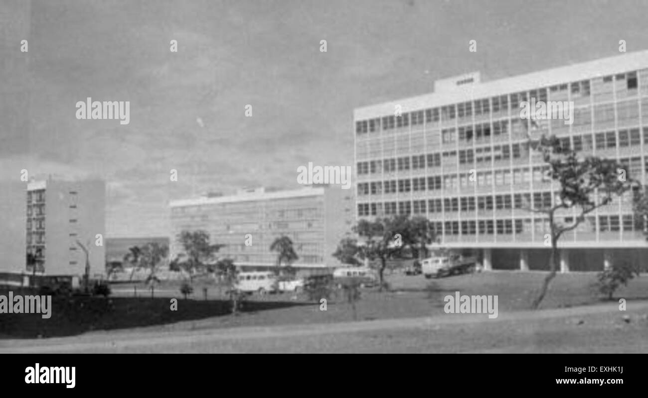The modern apartment building in Brasilia, Brazil, illustrates ...