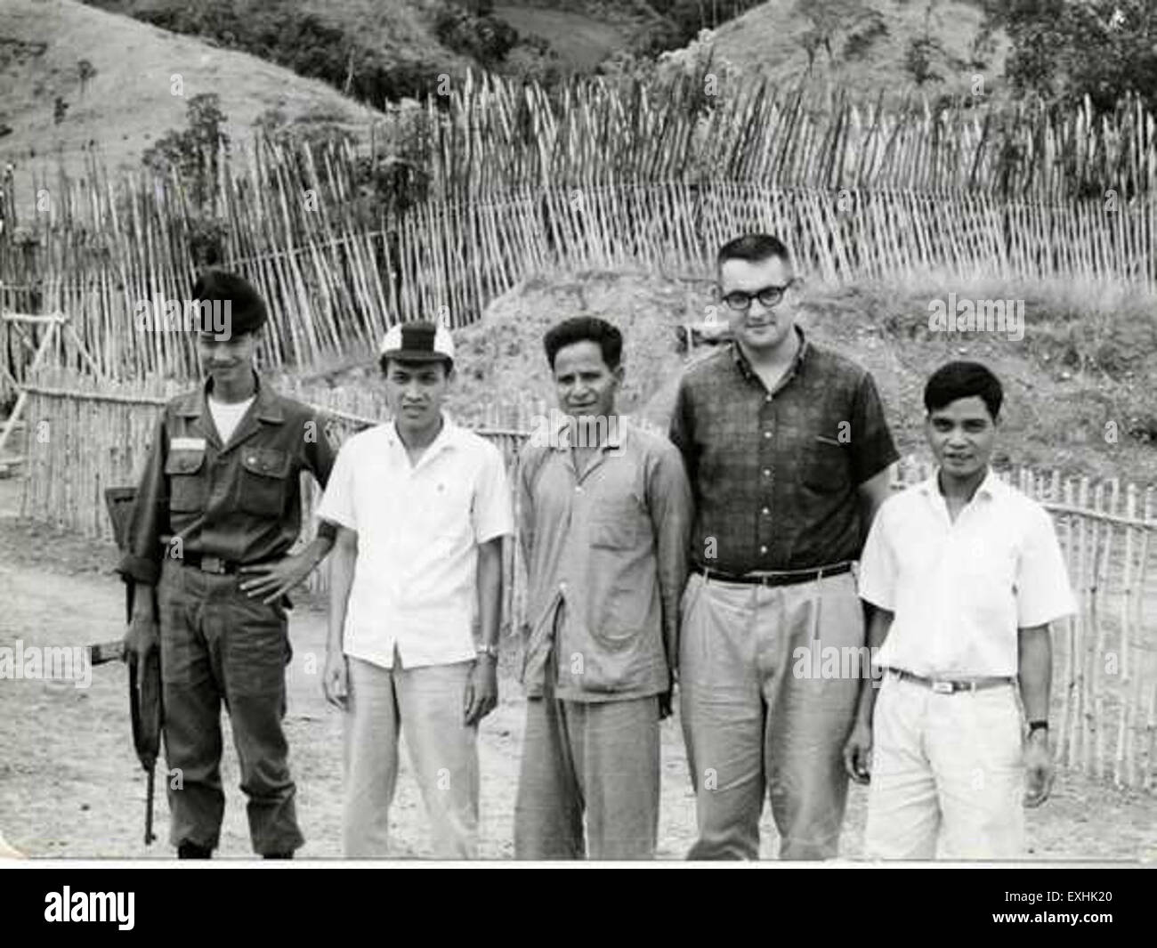 A painting or photograph depicting a Montagnard hamlet fence ...