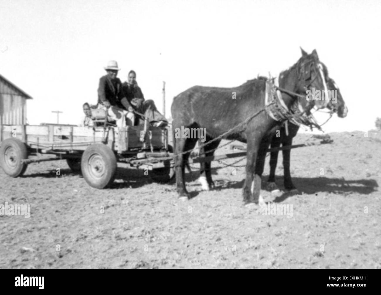 This historical photograph captures the traditional Navajo ...