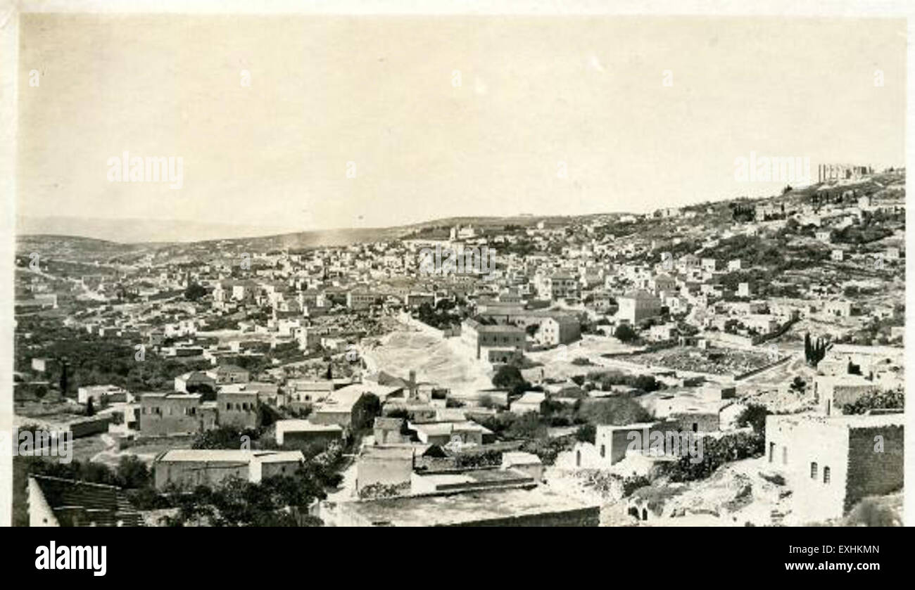 This aerial photograph shows the city of Nazareth from the northeast ...