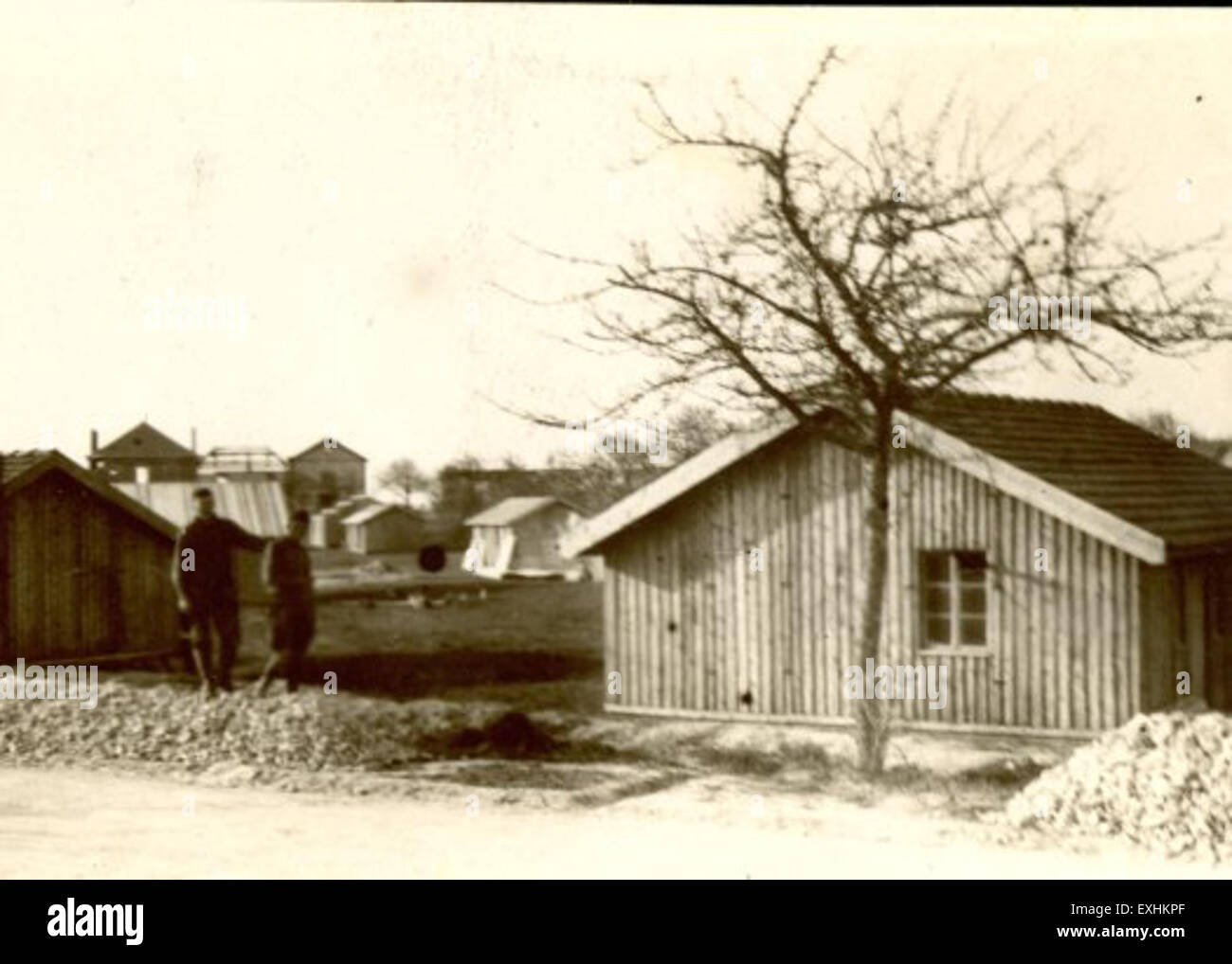 This photograph documents the post-World War I reconstruction of ...