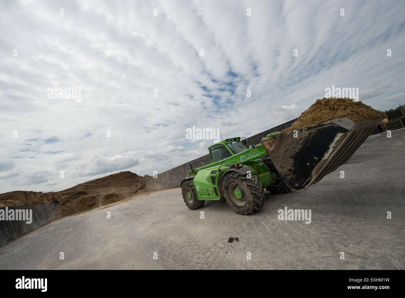 A wheel loader loaded with corn silage makes its way through ...