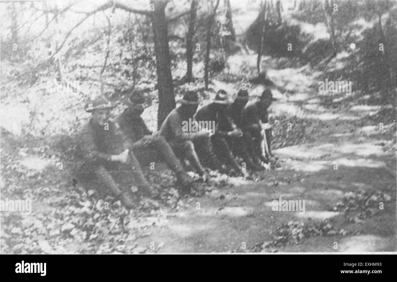 A depiction of soldiers moving toward the front lines, likely set ...