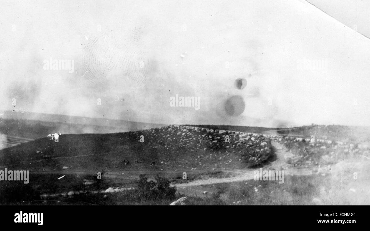 This photograph captures a scenic view of a valley near Camp Funston ...
