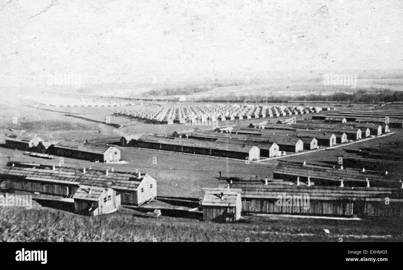 This image provides an overview of a camp, possibly related to military ...