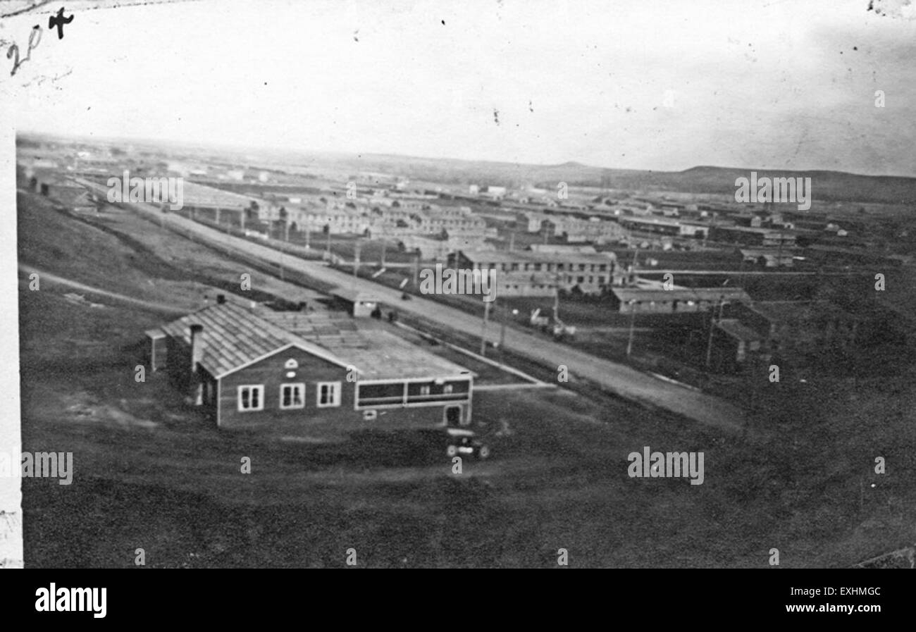 The overview of buildings captures a broad architectural scene ...