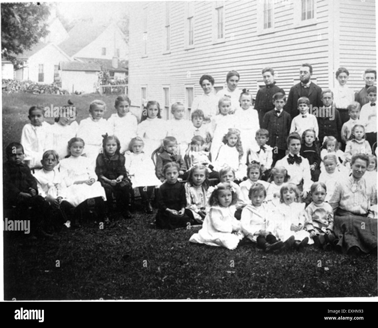 This historic photograph captures Prairie Street Primary Sunday School ...